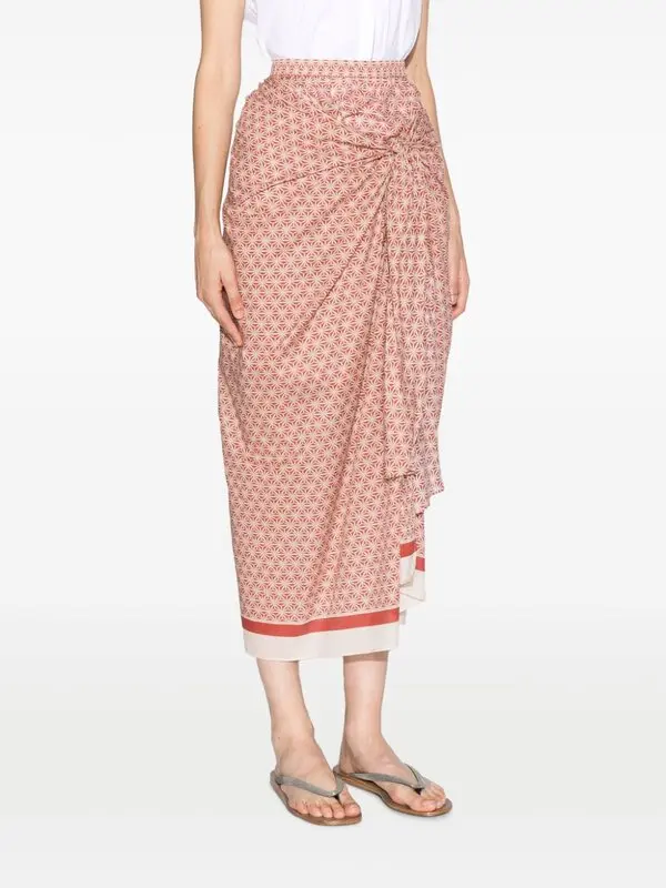 Brunello Cucinelli Geometric-print Knotted Skirt