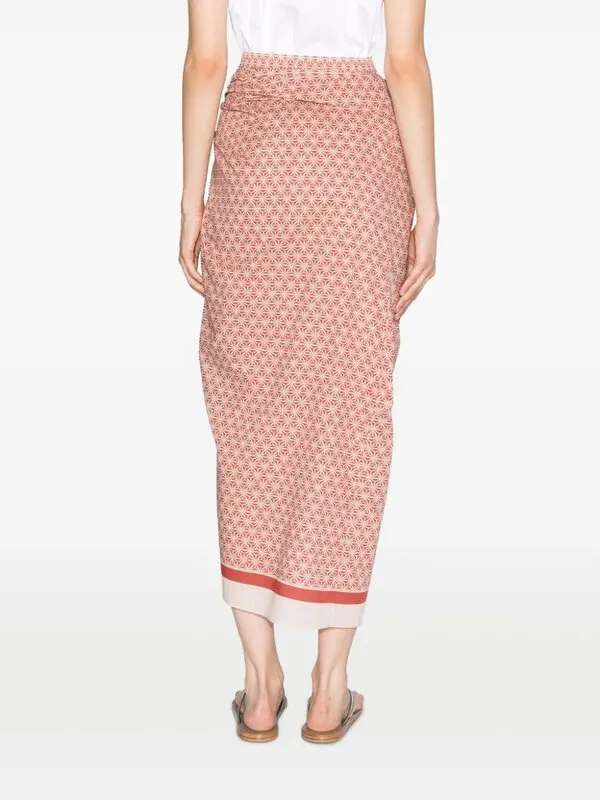 Brunello Cucinelli Geometric-print Knotted Skirt