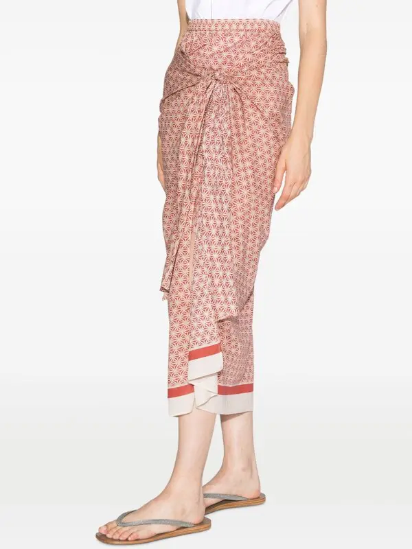 Brunello Cucinelli Geometric-print Knotted Skirt