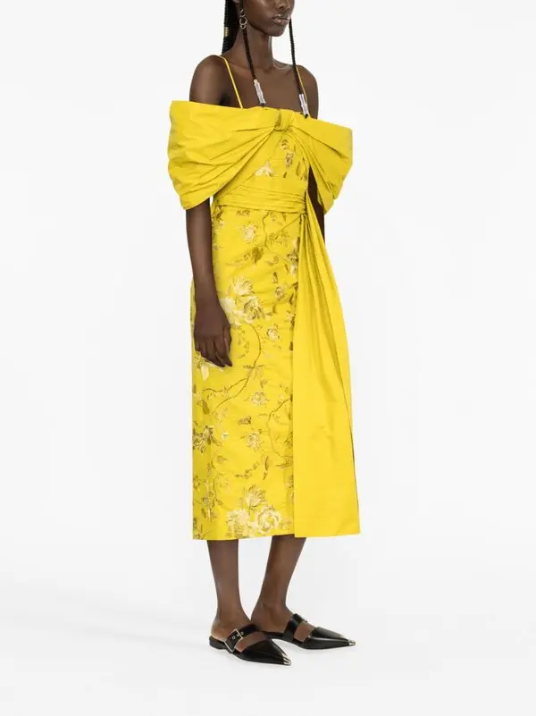 Erdem Evora Off-shoulder Embroidered Dress