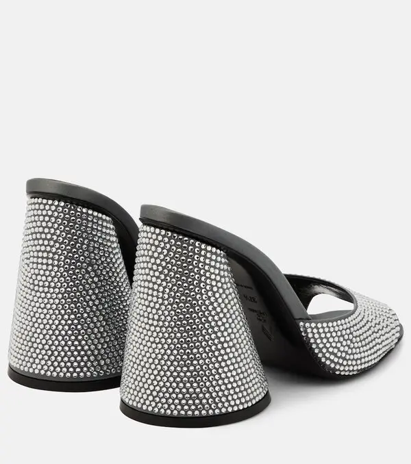 Attico Luz Crystal-embellished Mules - Grey