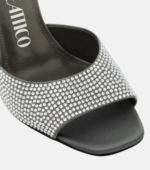 Attico Luz Crystal-embellished Mules - Grey