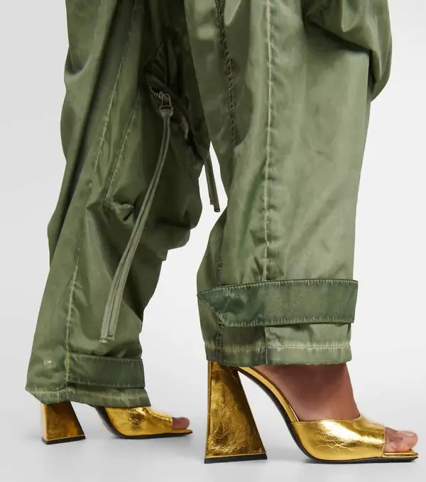 Attico Devon Laminated Leather Mules - Gold