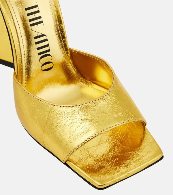 Attico Devon Laminated Leather Mules - Gold
