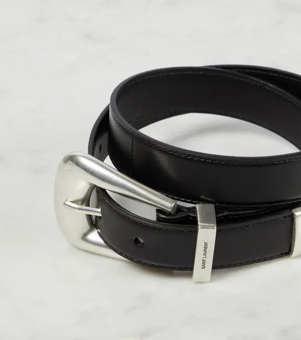 Saint Laurent Folk Leather Belt - Black