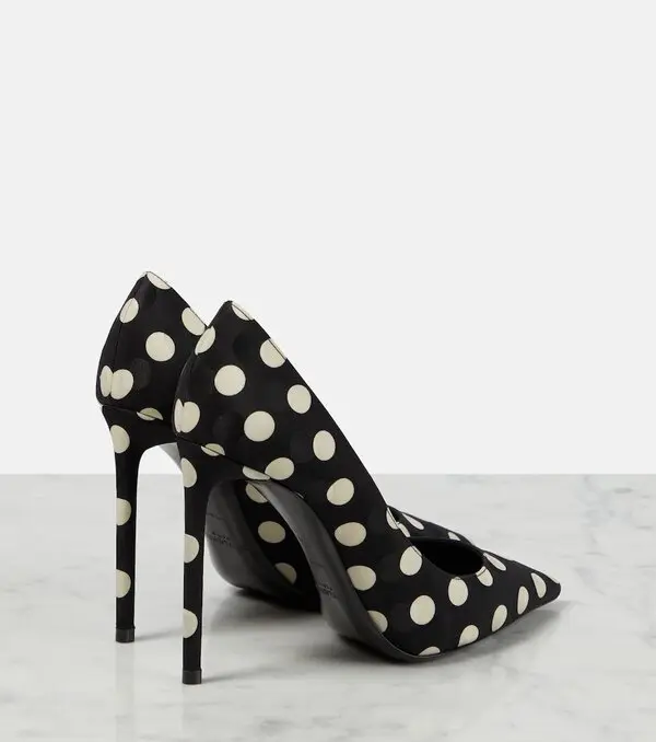 Saint Laurent Zoe 105 Polka-Dot Pumps Black Editorialist