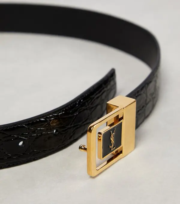 Saint Laurent La 66 Croc-effect Belt