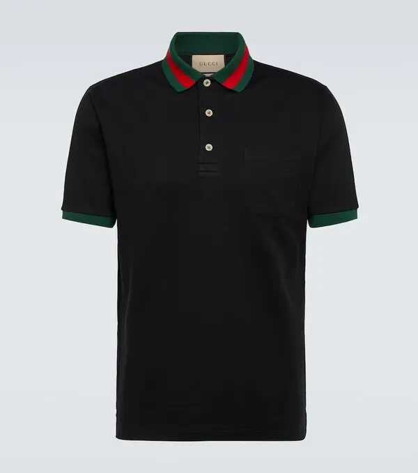 Gucci Web-collar Piqué Polo Shirt