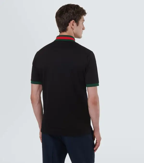 Gucci Web-collar Piqué Polo Shirt
