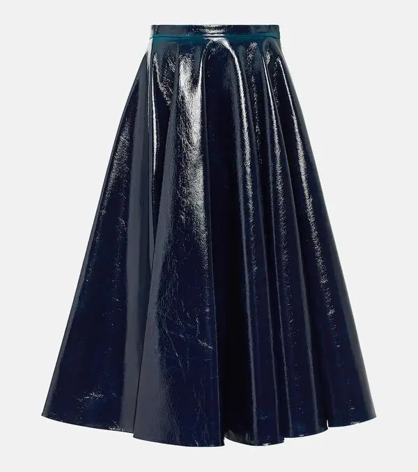 Alaïa Coated Wool-blend Midi Skirt
