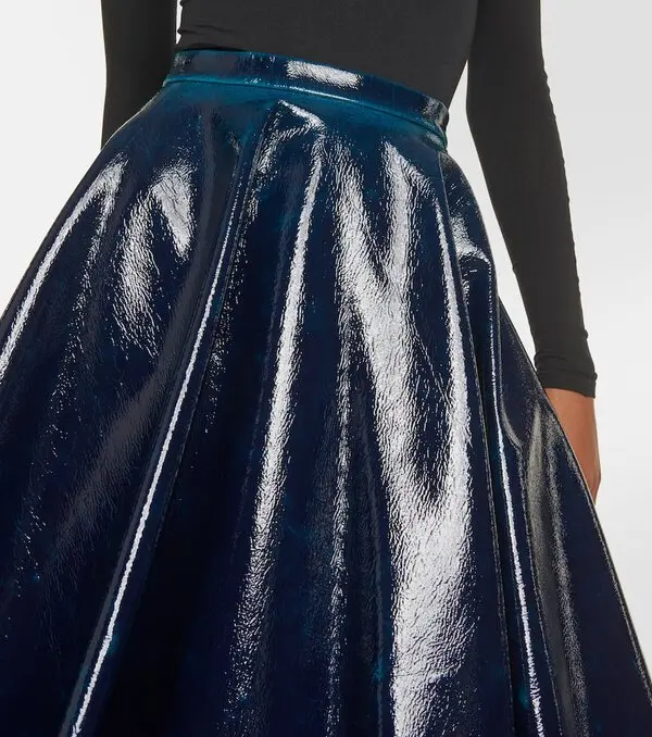 Alaïa Coated Wool-blend Midi Skirt