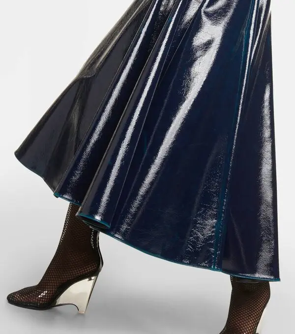 Alaïa Coated Wool-blend Midi Skirt