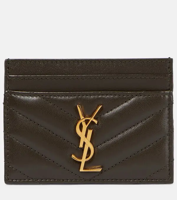 Saint Laurent Cassandre Matelassé Leather Card Holder - Green