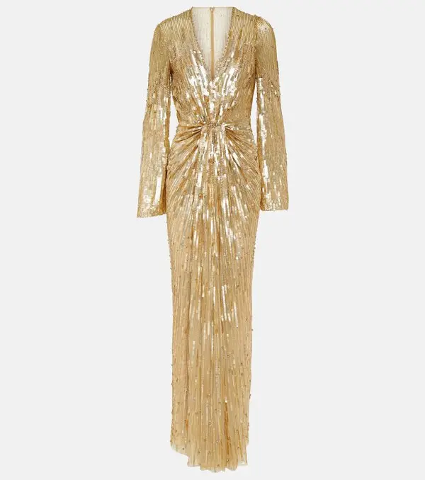 Jenny Packham Margot Sequined Gown - Gold