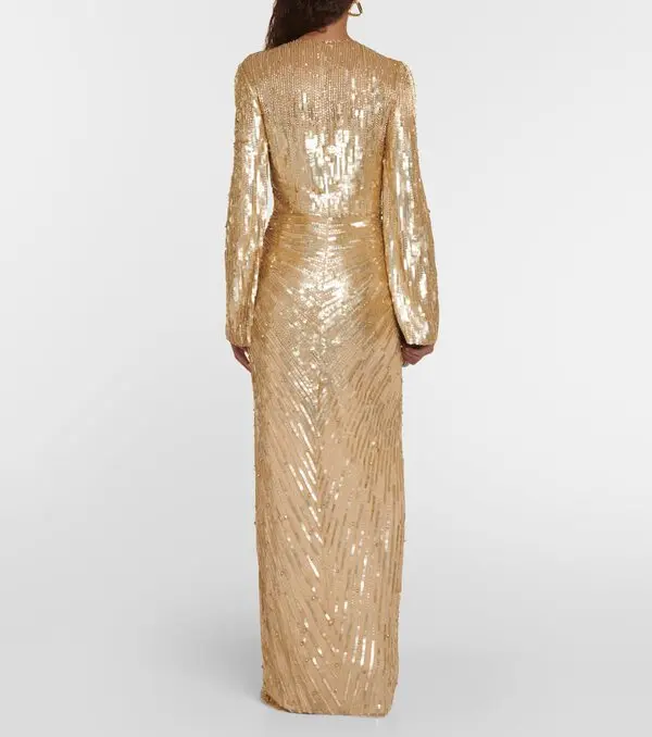 Jenny Packham Margot Sequined Gown - Gold