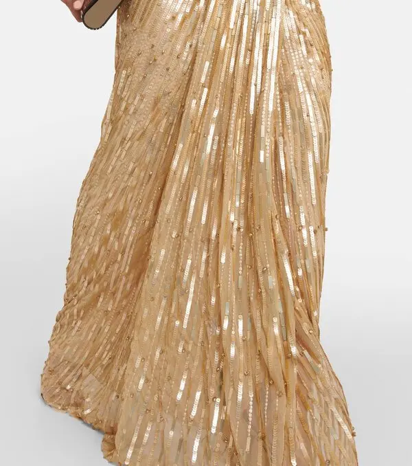 Jenny Packham Margot Sequined Gown - Gold