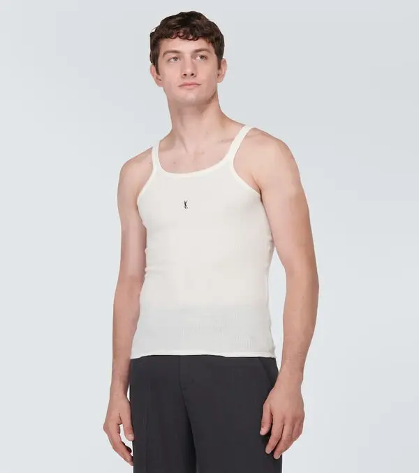 Saint Laurent Cassandra Cotton Jersey Tank Top
