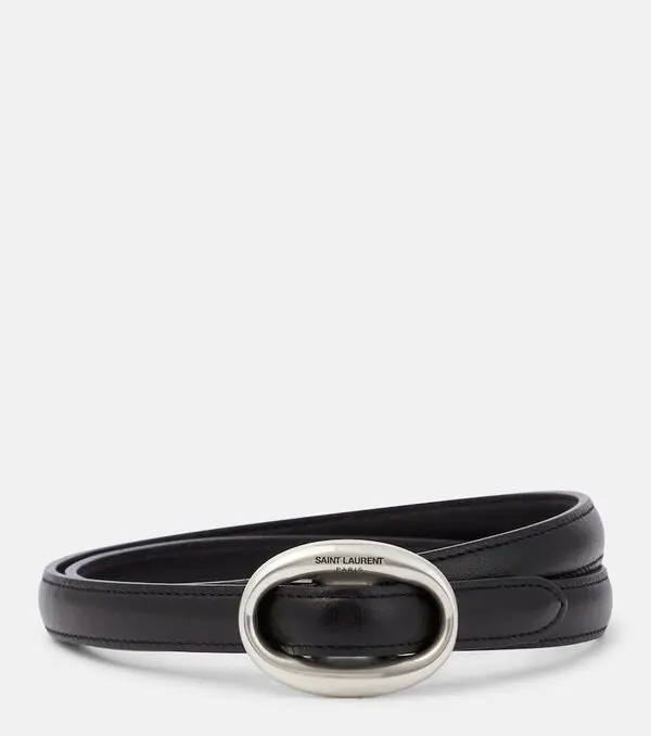 Saint Laurent Slim Leather Belt - Black
