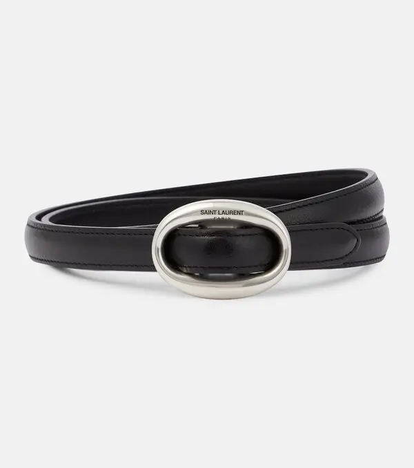 Saint Laurent Slim Leather Belt - Black