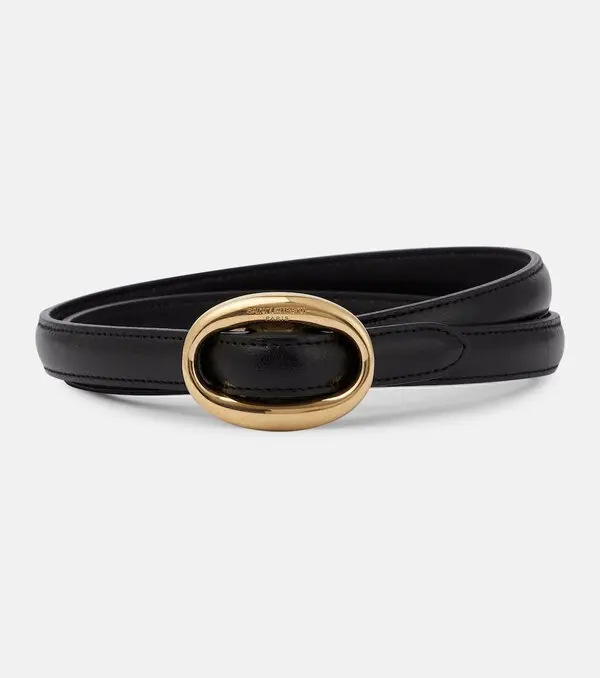Saint Laurent Slim Leather Belt - Black