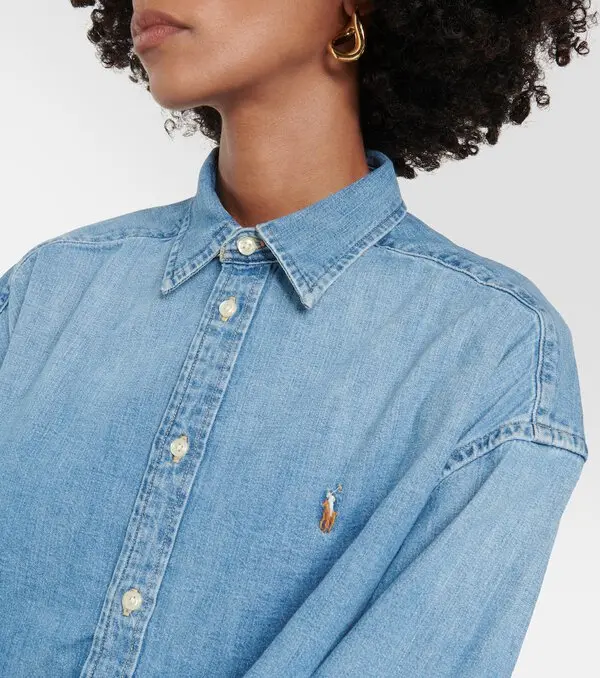 white christmas dresses DENIM BUTTON DOWN DRESS main image 0