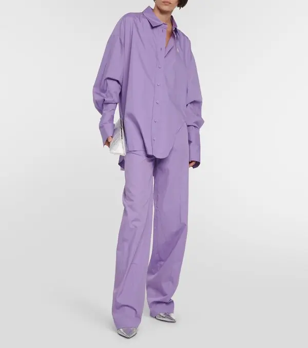 Attico Diana Cotton Poplin Shirt - Purple