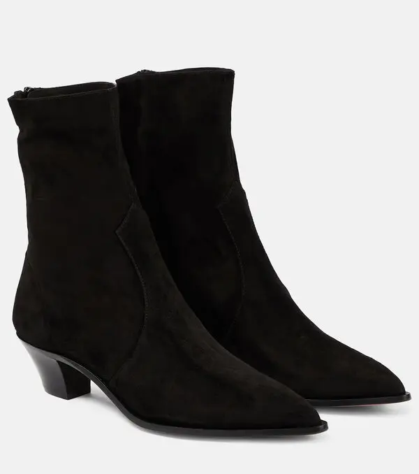 AQUAZZURA Brunswick Suede Ankle Boots - Black