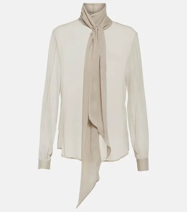 Saint Laurent Lavallière Silk Blouse