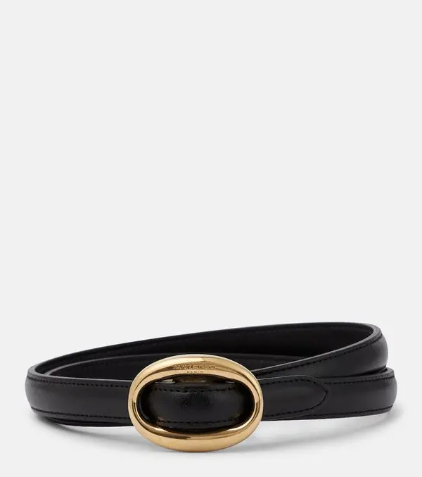 Saint Laurent Slim Leather Belt - Black