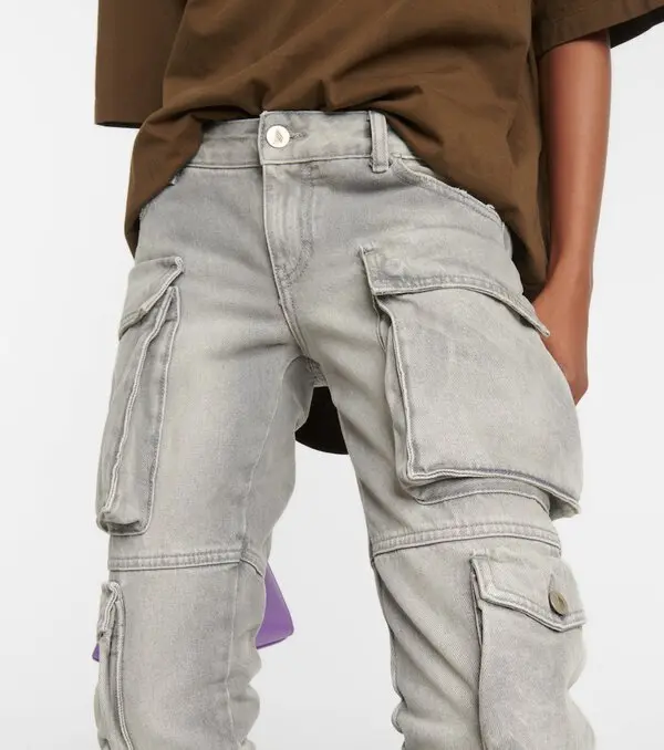 Attico Essie Denim Cargo Pants - Grey