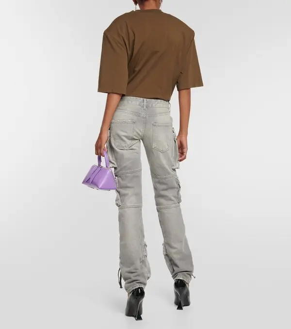 Attico Essie Denim Cargo Pants - Grey