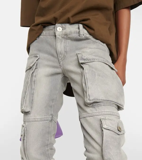 Attico Essie Denim Cargo Pants - Grey