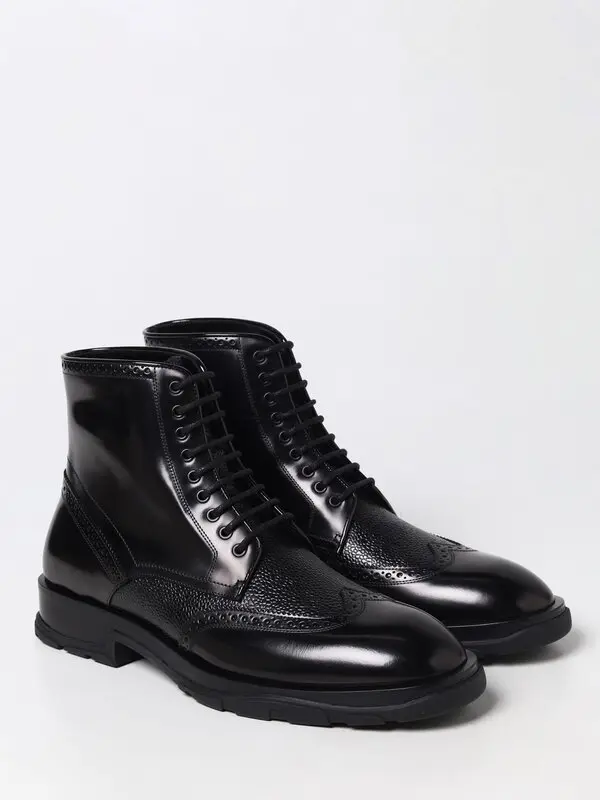 Alexander McQueen Ankle Boots In Brushed Leather