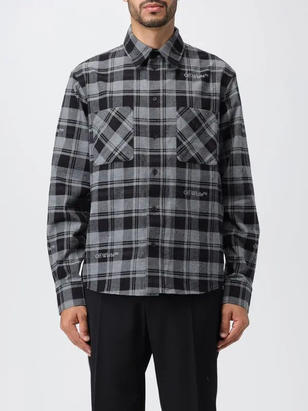 Off-White Shirt In Cotton Flannel - Grey