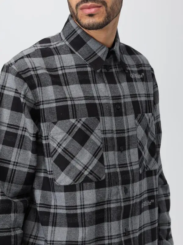 Off-White Shirt In Cotton Flannel - Grey