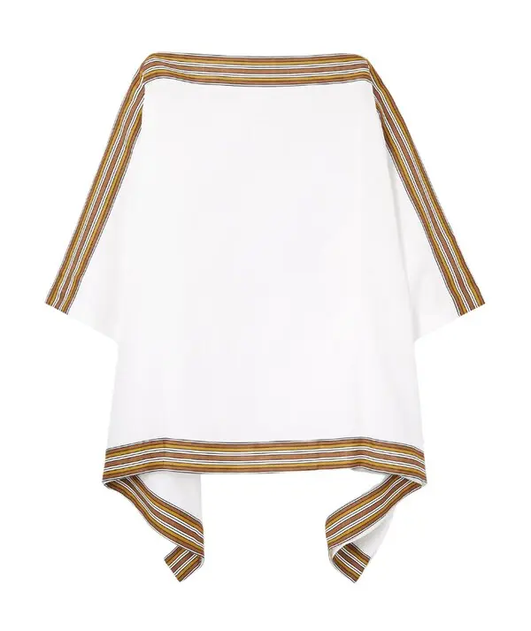 Loro Piana Striped Linen Poncho - White