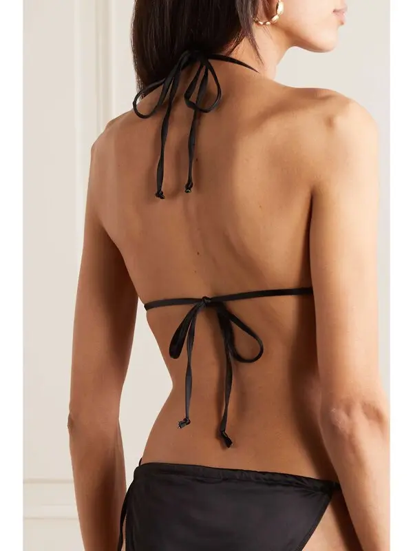Good American Tiny Ties Stretch-satin Triangle Bikini Top - Black