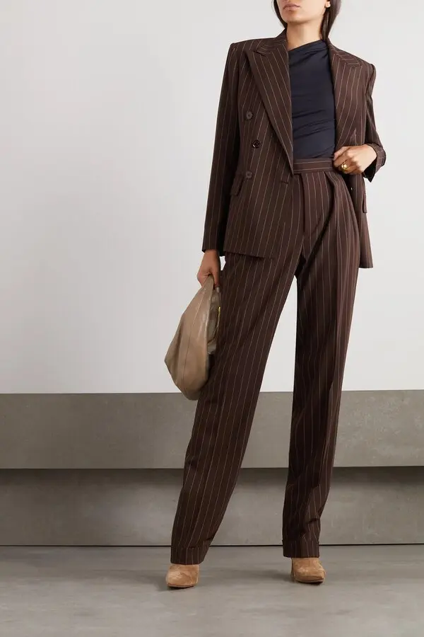 Ralph Lauren Graison Pleated Pinstriped Wool Straight-leg Pants