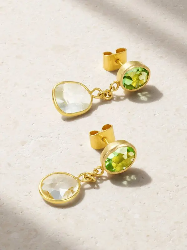 PIPPA SMALL 18-karat Aquamarine And Peridot Drop Earrings - Gold