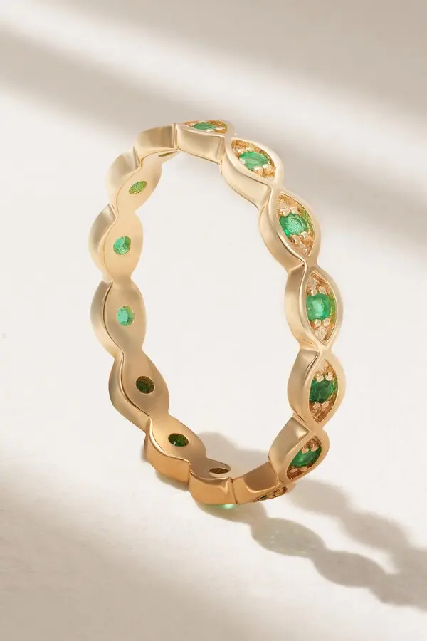 SYDNEY EVAN Marquis Eternity 14-karat Emerald Ring - Gold
