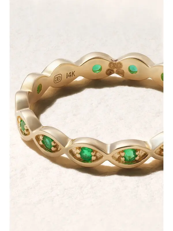 SYDNEY EVAN Marquis Eternity 14-karat Emerald Ring