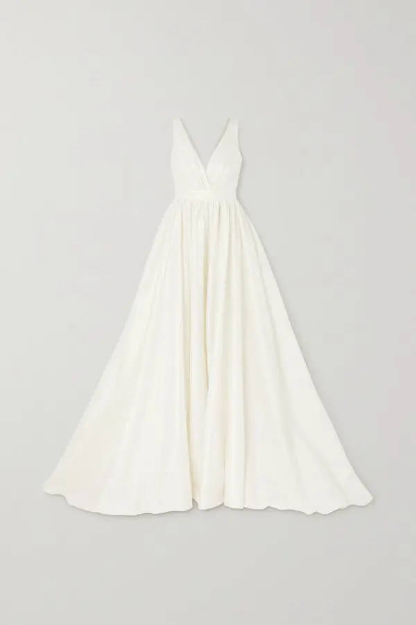HALFPENNY LONDON Pleated Taffeta Gown - Off-white