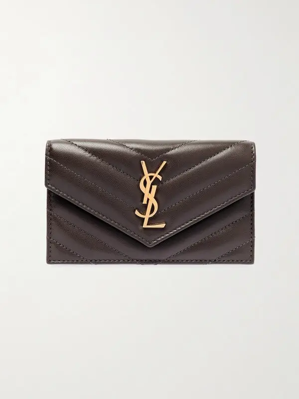 Saint Laurent Cassandre Matelassé Leather Wallet - Brown