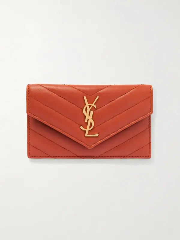 Saint Laurent Cassandre Matelassé Leather Wallet - Orange