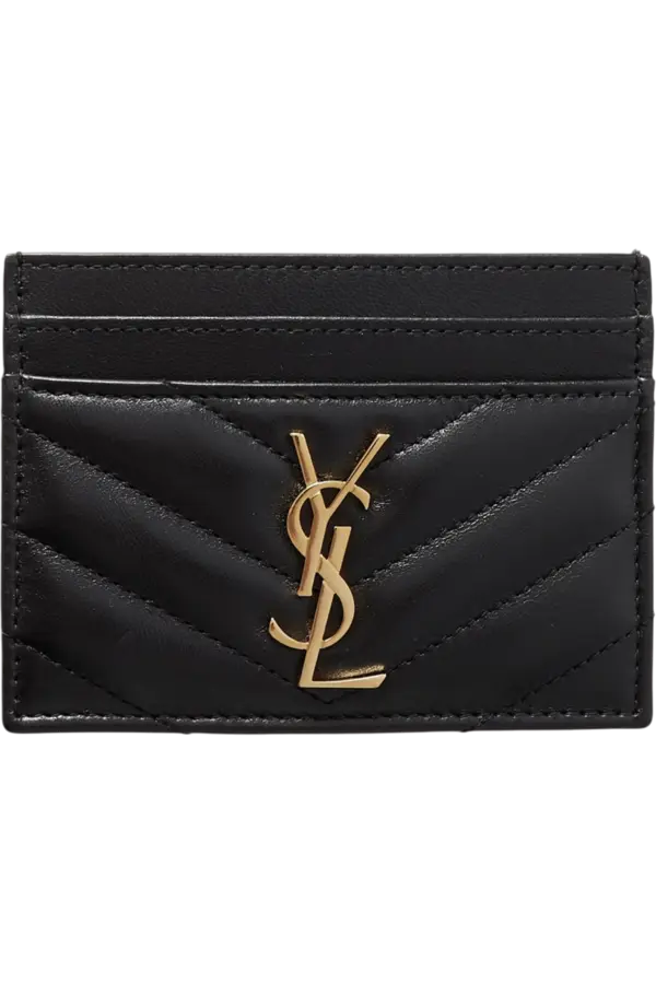 Saint Laurent Cassandre Matelassé Leather Cardholder - Black