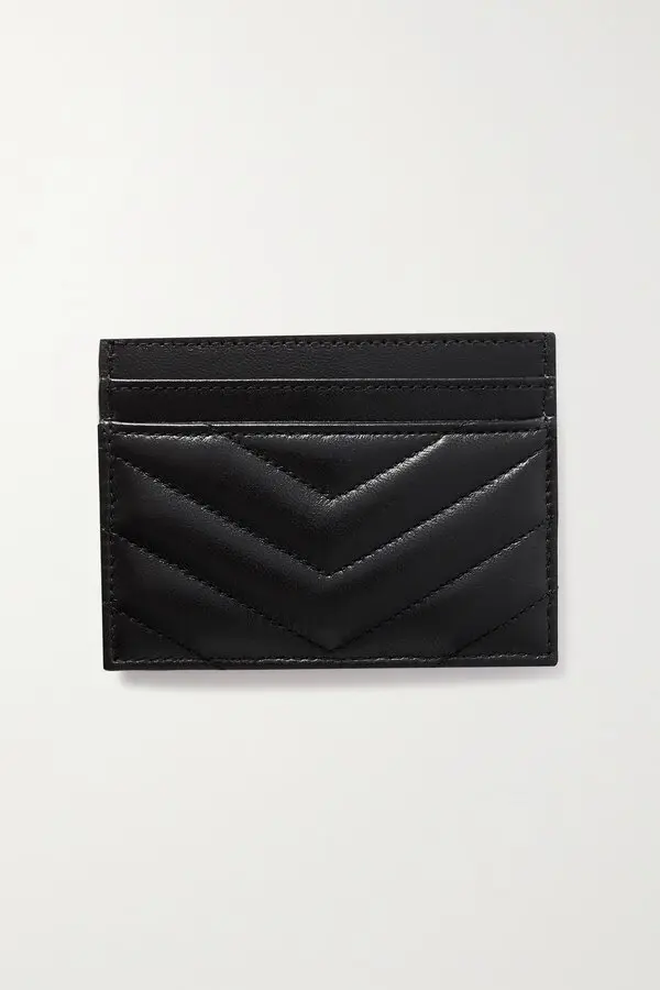 Saint Laurent Cassandre Matelassé Leather Cardholder - Black