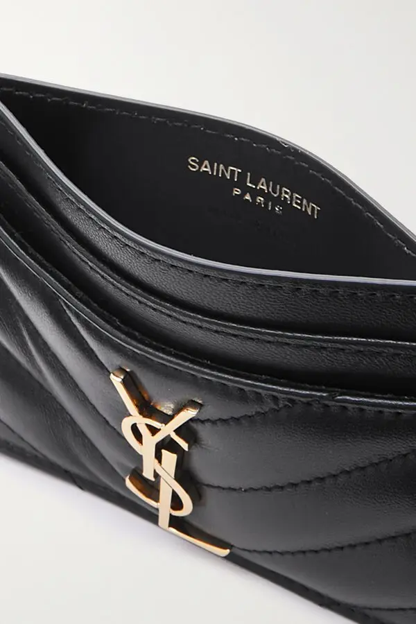 Saint Laurent Cassandre Matelassé Leather Cardholder - Black