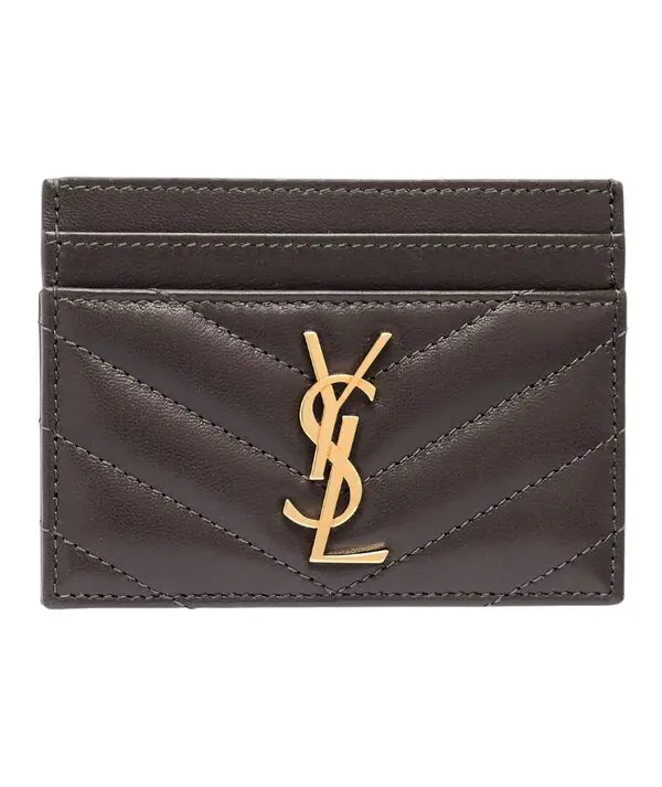 Saint Laurent Cassandre Matelassé Leather Cardholder - Gray