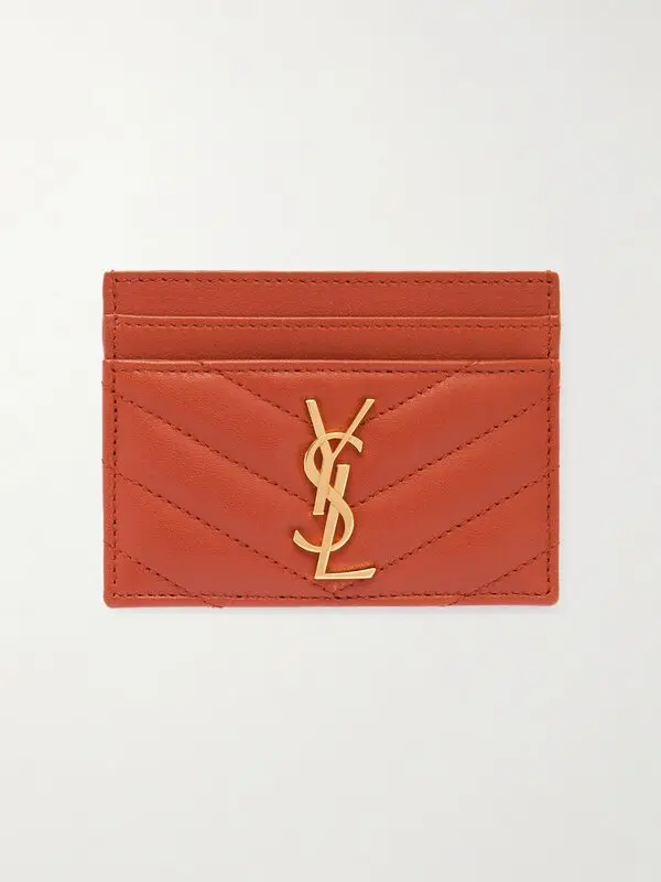 Saint Laurent Cassandre Matelassé Leather Cardholder - Orange