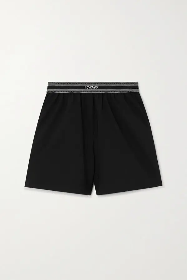 Loewe Embroidered Wool Shorts In Black - 50% Off | Editorialist